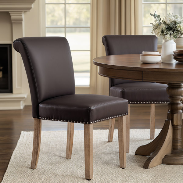 subrtex Sofid Nailed Trim Faux Leather Waterproof Upholstered Parsons Dining Chairs & Reviews ...